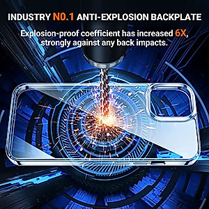 TORRAS Military Diamond Clear iPhone 13 Pro Max Case, [10FT Military Grade Drop Tested] Shockproof Protective Anti-Scratch Hard Back Non-Slip Silicone Bumper Slim Phone Cases iPhone 13 Pro Max, Clear