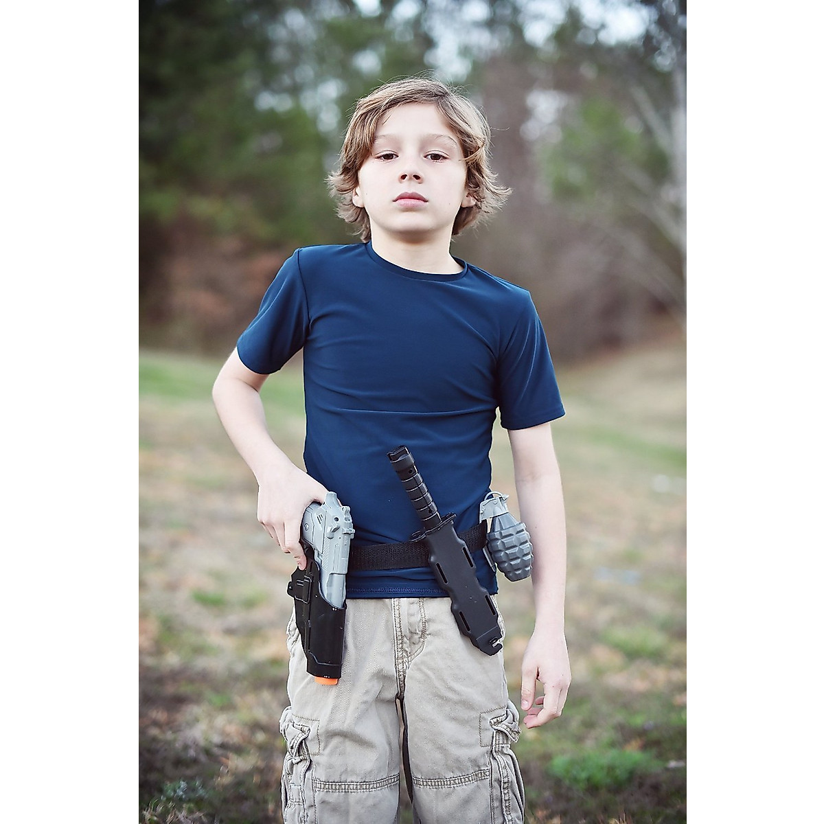 Commando Toy Play Set 5 Piece Military Toys for Kids Cowboy Sheriff Blaster with Holster and Adjustable Belt, Role Play Dress Up Halloween Costume Accessories