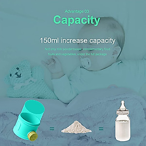 2 PCS 4 Layers Baby Milk Powder Dispenser, Milk Powder Pots,Candy Storage Tank, Portable Milk Powder Formula Dispenser Container Pot Box Milk Cans Snack Storage Box for Travel (Pink + Green)