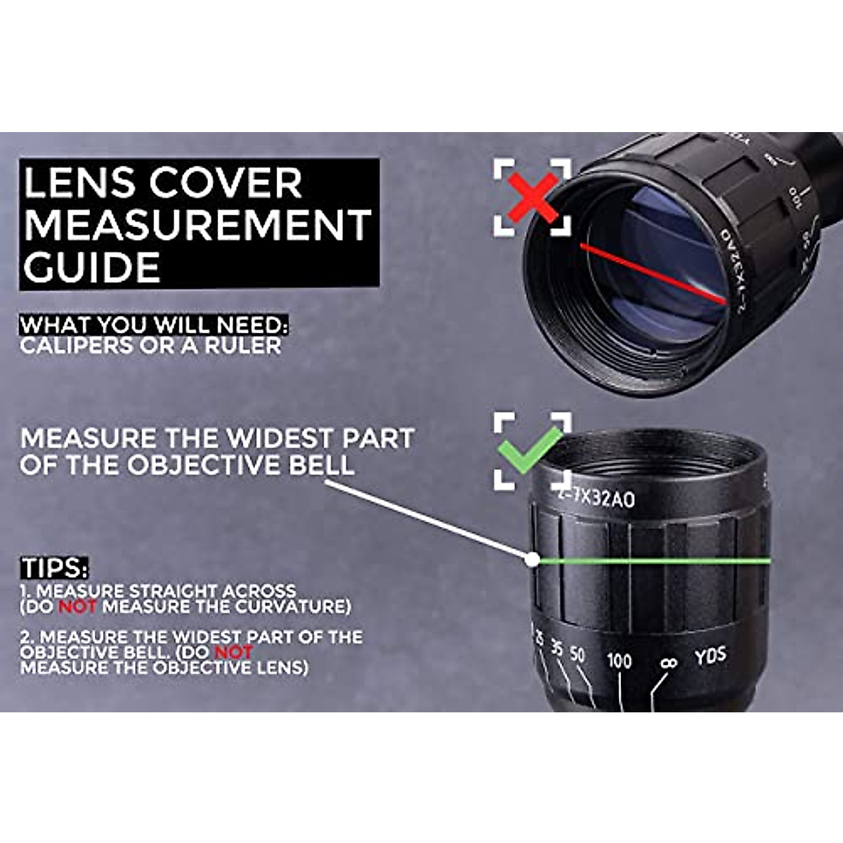 Monstrum 3-9x32 AO Rifle Scope with Illuminated Range Finder Reticle and Parallax Adjustment | Monstrum Flip Up Scope Cover Set | Bundle