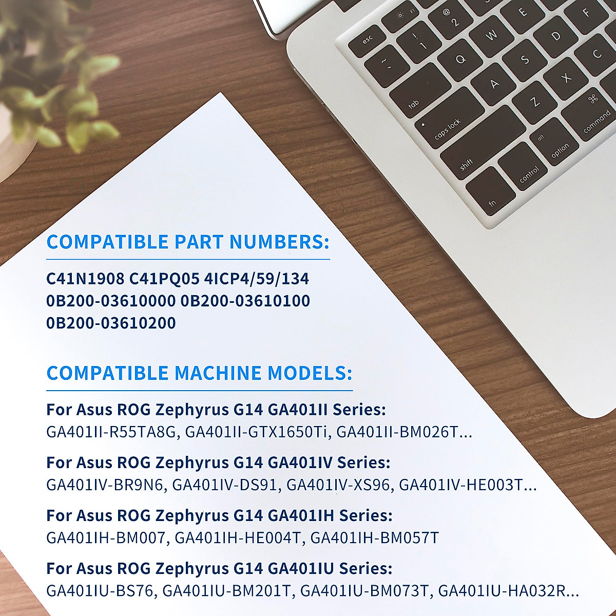 HXPK C41N1908 Laptop Battery for Asus ROG Zephyrus G14 GA401II GA401IV GA401IH GA401IU Series Notebook C41PQ05 GA401II-BM026T GA401II-HE003T GA401IV-BR9N6 GA401IV-HE003T GA401IH-BM007 GA401IU-BM201T