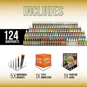 The Army Painter Wargamers Paint Collection - Unleash Your Inner Artist with Ultimate Miniature Painting Kit Includes 124 Paints, 5 Brushes, and Guide - Miniature Paint Set with Bonus Item