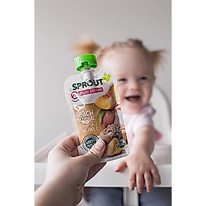 Sprout Organic Stage 2 Baby Food Pouches, Peach Oatmeal w/ Coconut Milk & Pineapple, 3.5 Ounce (Pack of 6)