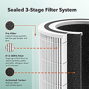 CRIONAC H13 Air Filters True HEPA, Air Purifiers Replacement Filters for AP005, 3-in-1