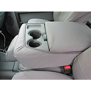 Durafit Seat Covers F486 C8 2014 Ford F150 -XLT and Lariat | Front 40/20/40 Split Seat with Opening Center Console | Fits 2015-2021 Ford F250; F350, F450, F550 XLT and Lariat | Charcoal Gray