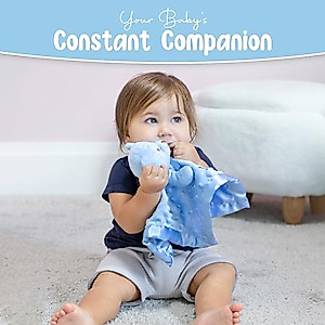 Personalized Baby Lovey with Custom Name - Soft and Snuggly Baby Security Blanket - Blue Teddy Bear Stuffed Animal Security Blankets for Babies 11" - Personalized Baby Gifts for Girl and Boy