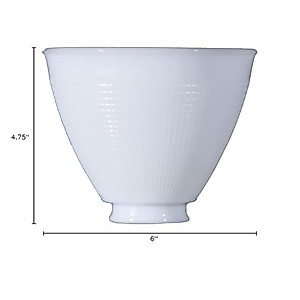 B&P Lamp 6 Inch Top Diameter I.E.S Style White Opal Glass Reflector Shade with Waffle Pattern Glass - Perfect Replacement for Antique Style Floor Lamps