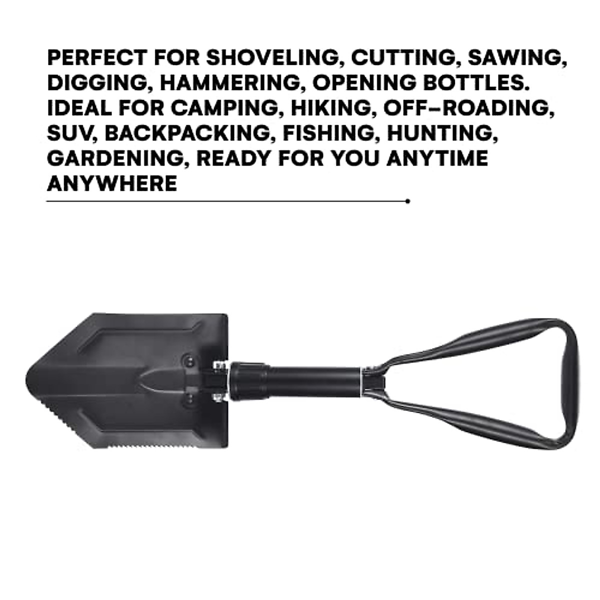 Survival Folding Shovel & Pick Axe - Heavy Duty Tactical with Lengthened Handle - Military Folding Entrenching Tool - Emergency Gear - Tool for Off Road, Camping, Digging Dirt, Sand, Mud & Snow