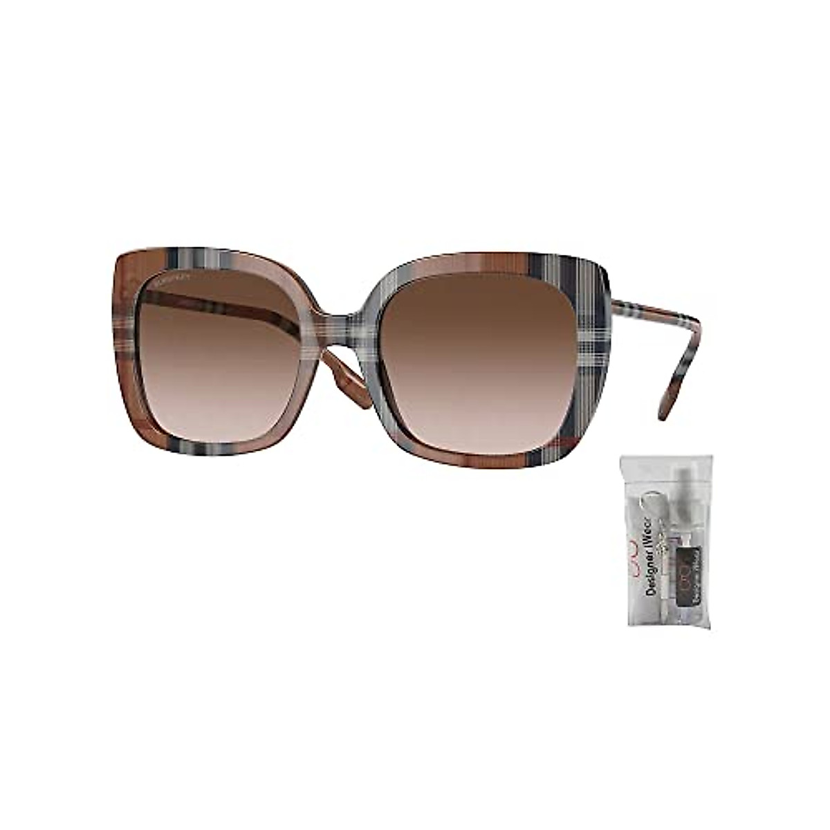 Caroll BE4323 400513 54MM Check Brown/Gradient Brown Square Sunglasses for Women + BUNDLE With Designer iWear Complimentary Eyewear Kit