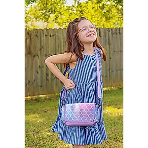 Choco Mocha Girls Crossbody Purse for Kids, Girls Messenger Bag for Little Girls Unicorn Mermaid Purse, Christmas Gift for Kids Girls, Navy