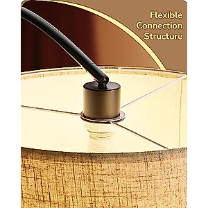 EDISHINE Arc Floor Lamp with Remote Control, Modern Floor Lamp with 5 Color Temperature & Dimmable Bulb, Metal Standing Lamps with Hanging Shade for Living Room, Bedroom, Office, Black