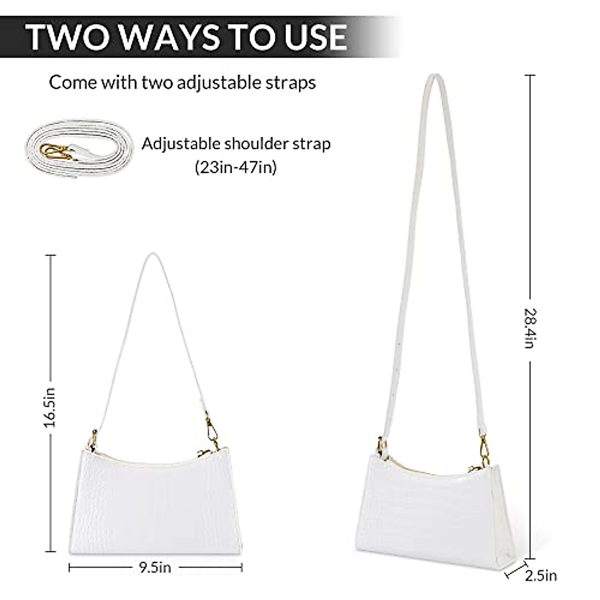 sembook Shoulder Bag For Women Crossbody Purse Clutch Crossbody Small (White)