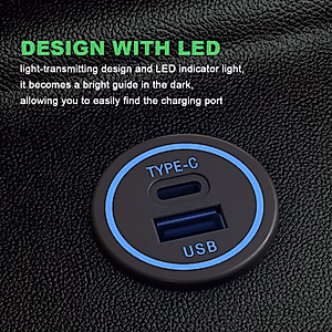 DAMAVO YM1218 USB Type C 28W Fast charger Waterproof with Cap Type C USB Car Charger Socket 9V-36V for Car, Boat, Golf Cart, Bus, RV, Golf, Automotive Marine ATV Truck