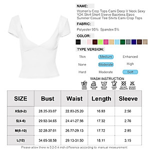 Women’s Crop Tops Cami Deep V Neck Sexy Y2K Shirt Short Sleeve Backless Basic Summer Casual Tee Shirts Cami Crop Tops (as1, Alpha, s, Regular, Regular, White)