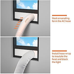 Portable Air Conditioner Hose Cover Wrap Insulated AC Hose Cover, Universal Fit Both 5 inch and 5.9 inch Diameter Exhaust Duct Vent, for Easy Installation