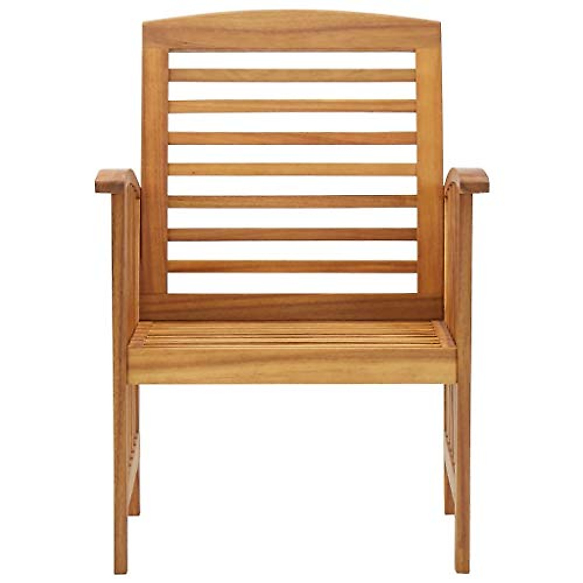 vidaXL Patio Chairs 2 Pcs, Patio Dining Chair with Armrest, Wood Slat Back Outdoor Dining Chair for Deck Garden Lawn, Solid Wood Acacia