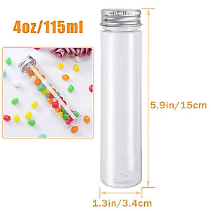 Haawooky 18 Pack 115 ml Clear Plastic Test Tubes with Screw Caps Flat-Bottomed Bath Salt Containers,Candy Containers for Wedding Party Christmas Décor