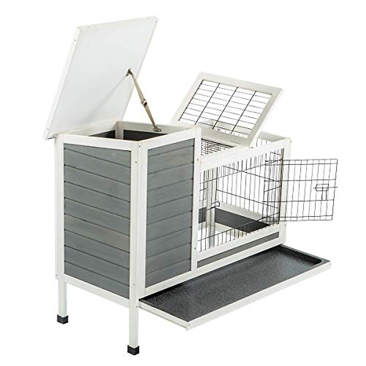 Aoxun Rabbit Hutch - Hutch Bunny Cage Pet House for Small Animals Guinea Pig with Ventilation Door & Legs Removable Tray Indoor/Outdoor Waterproof