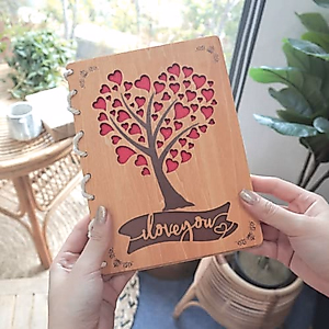 DEPLEE Heart Tree Wooden Cards, Anniversary Card for Her with Romantic Wood Card Design, Love Wood Greeting Card, Happy Anniversary Card Wood, Birthday Cards for Women, Mothers, Wife, Mom |6x8 in
