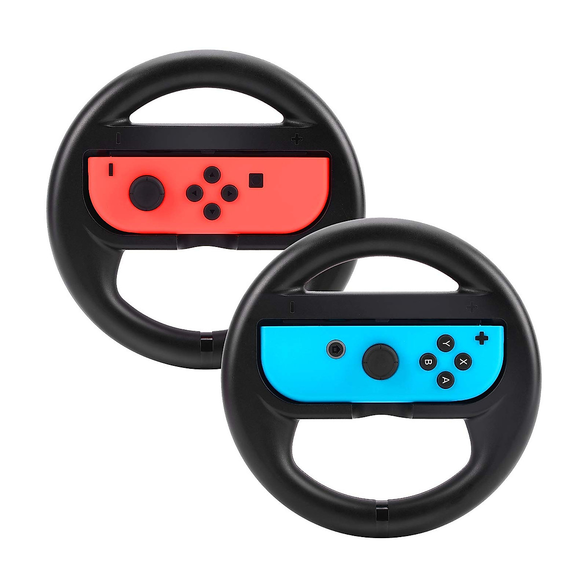Beastron Racing Games Steering Wheel & Grips compatible with Switch, Joy-Con Steering Wheel & Grips, Black 4 Pack