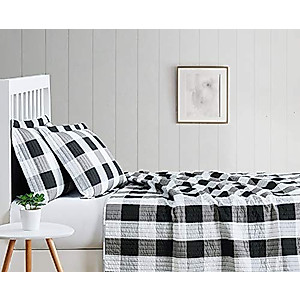 Truly Soft Everyday Buffalo Plaid Black Twin XL Quilt Set