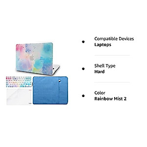 KECC Compatible with MacBook Pro 13 inch Case 2016-2020 Release A2159 A1989 A1706 A1708 Touch Bar Plastic Hard Shell + Keyboard Cover + Sleeve + Screen Protector (Rainbow Mist 2)