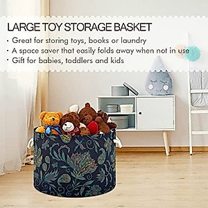 ALAZA Paisley Watercolor Floral Ethnic Pattern Storage Basket Gift Baskets Large Collapsible Laundry Hamper with Handle, 20x20x14 in