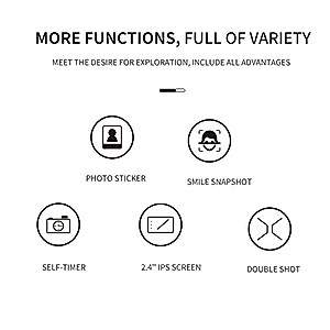 Kids Camera, Cute HD Children Digital Selfie Camera Mini 2.4 Inch IPS Screen Camera Christmas Birthday Gifts for for Boys Girls, Filters, Photo Stickers, Continuous Shooting