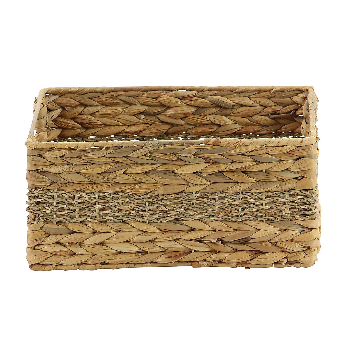 Deco 79 Seagrass Handmade Decorative and Functional Storage Basket Basket Organizer with Handles, Set of 4 Basket for Storage 16", 14", 12", 10"W, Light Brown