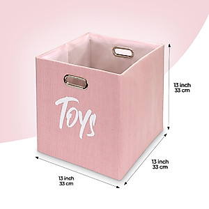 Damostarz Storage Basket Cube Girls Bins Toy Collapsible Baskets for Nursery Cubes Set of 4 Shelf Bin Kids Bedroom Living Room Dresser Box Toys Organizer Foldable Large Fabric Boxes 13x13x13