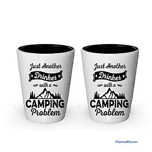 SpreadPassion Camping Shot Glass - Just Another Drinker with a Camping Problem (2)