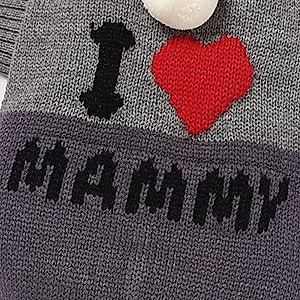 Neiwech Dog Clothes Pet Dog Hooded Sweater Soft Warm Knitwear I Love Mammy Sweatshirt for Puppy Small Dogs (Grey, L)