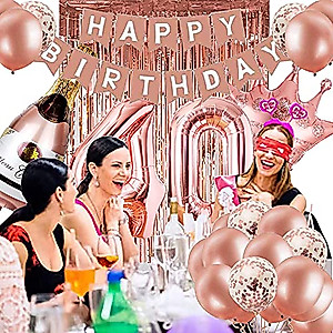40th Birthday Decorations for Women, Rose Gold 40 Birthday Party Decoration for Her, 40th Happy Birthday Banner Kits Rosegold Balloons Decoration for Women 40th Birthday Party Supplies