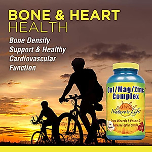 Nature's Life Cal Mag Zinc Complex 100% Daily Value of Calcium, Magnesium, Zinc & VIT D3 for Bone & Heart Health Support 360 Vegetarian Capsules