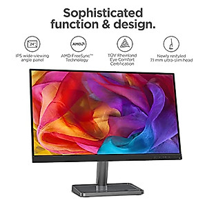 Lenovo L24i-30-2022 - Everyday Monitor - 23.8 Inch FHD - 75 Hz - AMD Freesync & 510 Wireless Keyboard & Mouse Combo, 2.4 GHz Nano USB Receiver, Full Size, Island Key Design