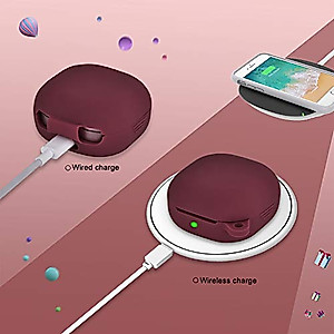 OLEBAND Galaxy Buds 2 Pro 2022/Galaxy Buds 2/Pro Case 2021/Galaxy Buds Live 2020 Case Cover,Soft Silicone Protective Cover with Cute Keychain Accesories,for Women and Girls,Burgundy