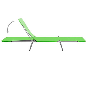 YELWHI Folding Sun Loungers 2 pcs Steel and Fabric Green,： Outdoor Furniture, Outdoor Seating