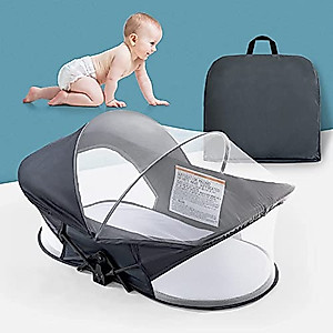 Baby Travel Bassinet Portable Bassinet-Mini Travel Crib Infant Travel Bed with Mosquito Net and Canopy Lightweight Washable Foldable