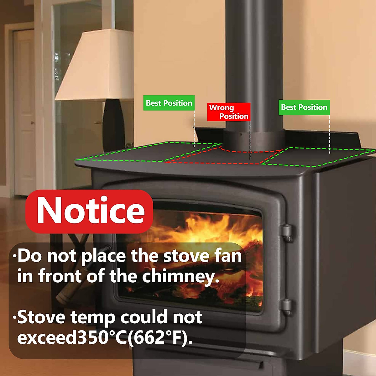 foedo Wood Stove Fan, 4 Blades Heat Powered Stove Fan for Wood/Fireplace/Log Burner, Efficiently Circulate Warm Air, Upgrade Household Cocoon Fan, No Electricity Required