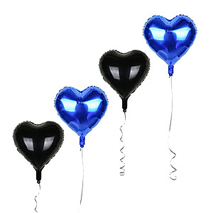 Mefuny 18inch Royal Blue Black Heart Shaped Foil Mylar Balloons for Birthday Party Wedding Valentine's Day Baby Shower Decoration(18 Pack)