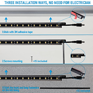 TORCHSTAR LED Safe Lighting Kit, (6) 12 Inch Linkable Light Bars + Motion Sensor + UL Power Adapter, 900LM, Input 100-240V, for Under Cabinet Gun Safe Locker Closet Showcase, 5000K Daylight