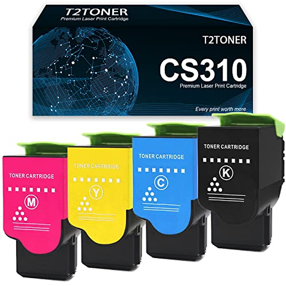 CS310 70C1HK0 70C1HC0 70C1HM0 70C1HY0 Remanufactured Toner Cartridge Replacement for Lexmark CS310dn CS410dn CS310n CS310 CS510de CS410n CS410dtn Printer. Black Cyan Magenta Yellow