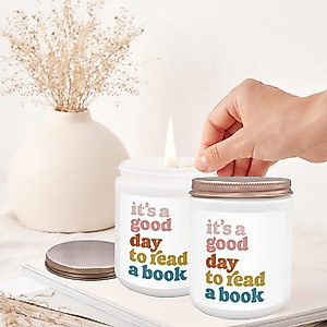 Qvapt Lavender Candle - Eco-Friendly Soy Wax, 8 oz Jar, 40 Hours Burn Time, Gift for Book Lovers, Relaxation & Aromatherapy