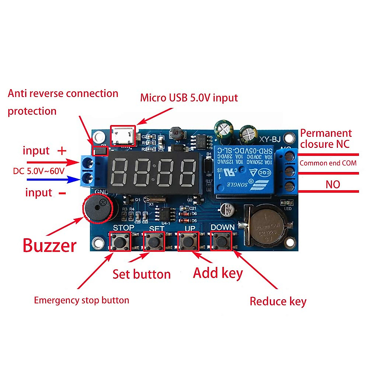 Acxico 1Pcs Real-time Timing Relay Module Switch Control Clock Synchronization Delay Timer Module 24H Timing 5 Time Periods