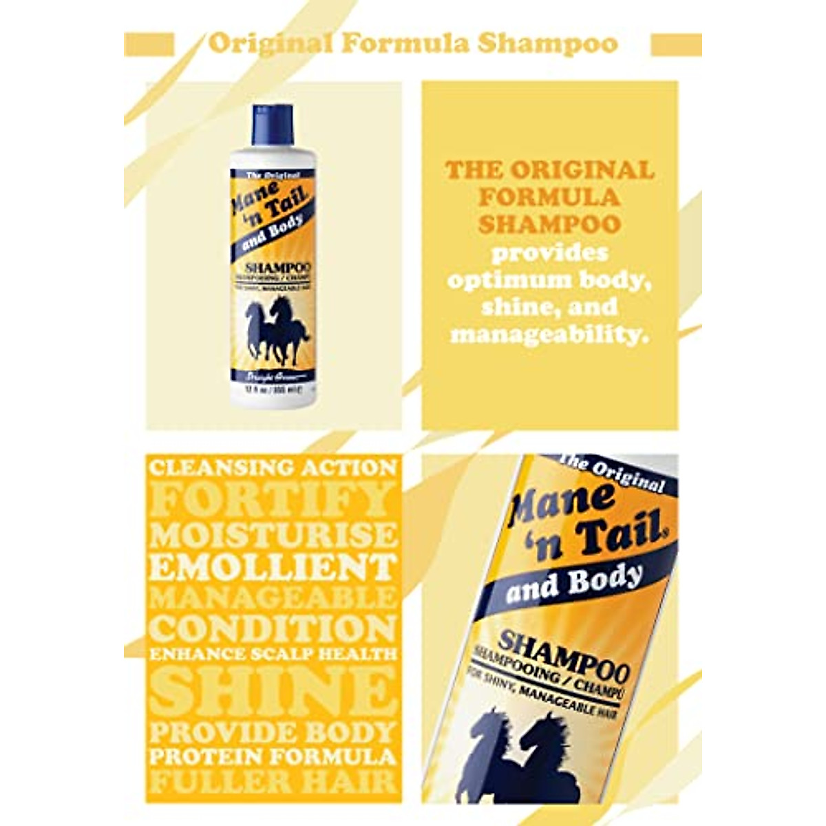 Mane 'n Tail & Body Shampoo for Shiny & MANAGEABLE Hair 12 oz For Horses and Humans