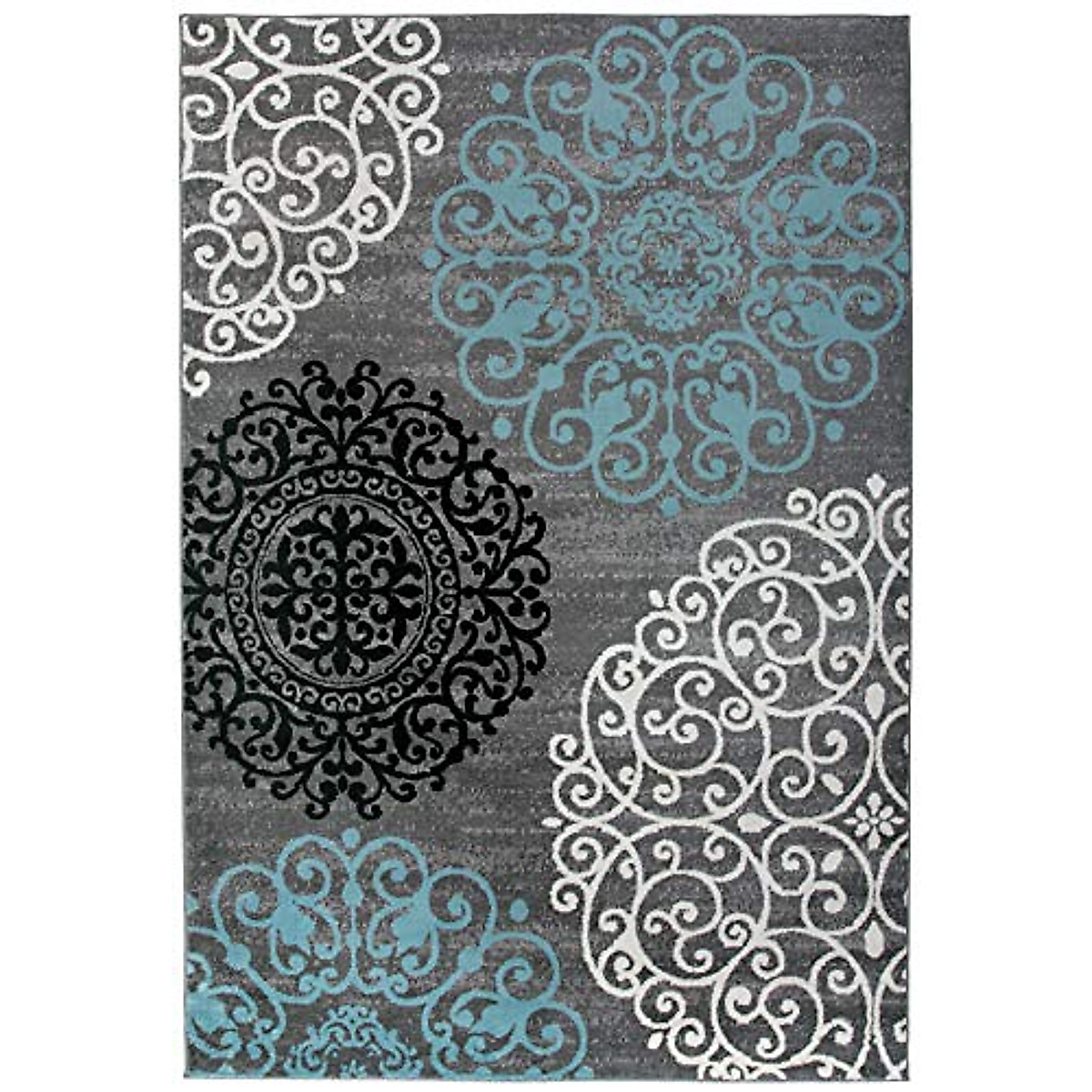 Rugshop Contemporary Modern Floral Perfect for high Traffic Areas of Your Living Room,Bedroom,Home Office,Kitchen Area Rug 6'6" x 9' Gray