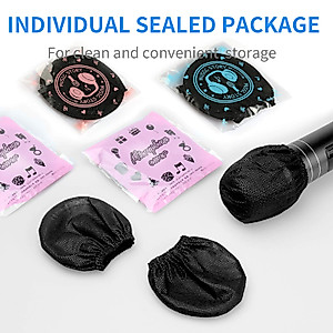 240pcs (120 pairs) Mic Covers Disposable Non-Woven, Individually Wrapped Mic Cover For Sanitary Mic Covers Disposable For Mic Microphone Windscreen & Pop Filters Black