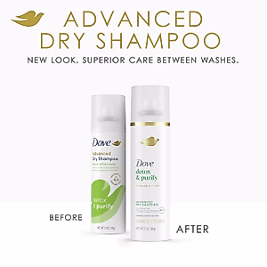 Dove Advanced Dry Shampoo Detox & Purify Refresh & Revive Hair Without Water Instantly Absorb Oil & Life Impurities 5 oz