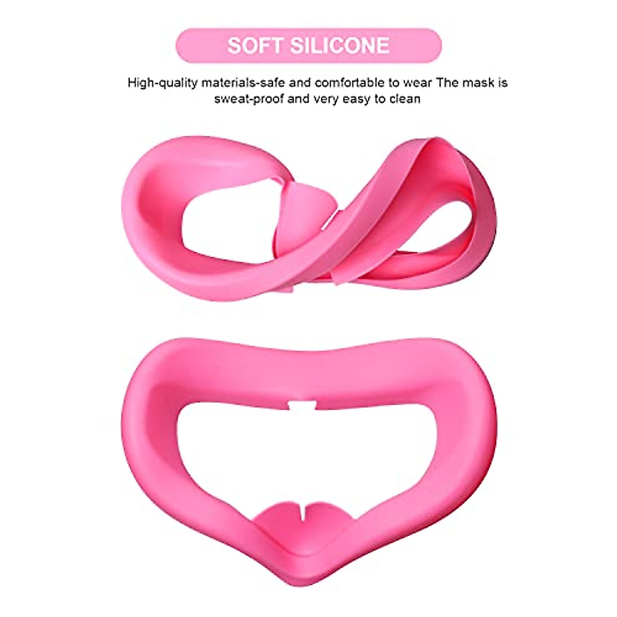 MODJUEGO VR Adjustable Head Strap for Oculus Quest 2 Accessories with Silicone Touch Controller Grip Cover,Barbie Pink 6 in1 VR Shell Protector Cover & VR Face Cover Replacement Set