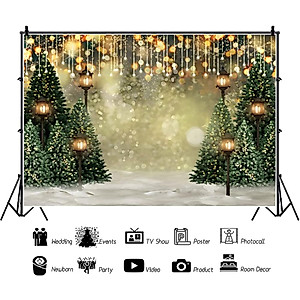 Yeele 15x10ft Merry Christmas Backdrops Glitter Xmas Pine Tree Photography Background Winter Wonderland Snow Night Vinyl Wallpaper Happy New Year Christmas Party Decorations Banner